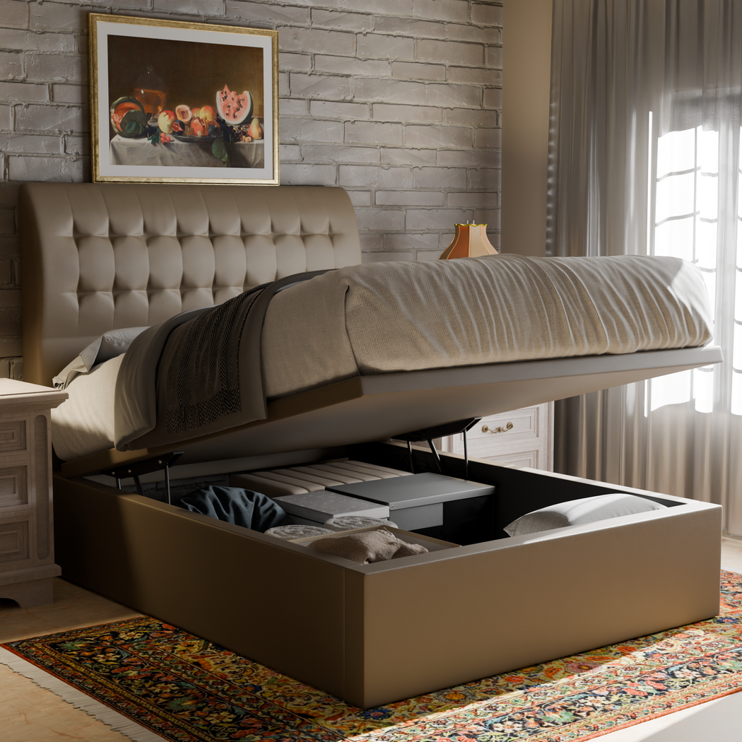 Orlando Faux Leather Storage Bed Frame – Maxi Home