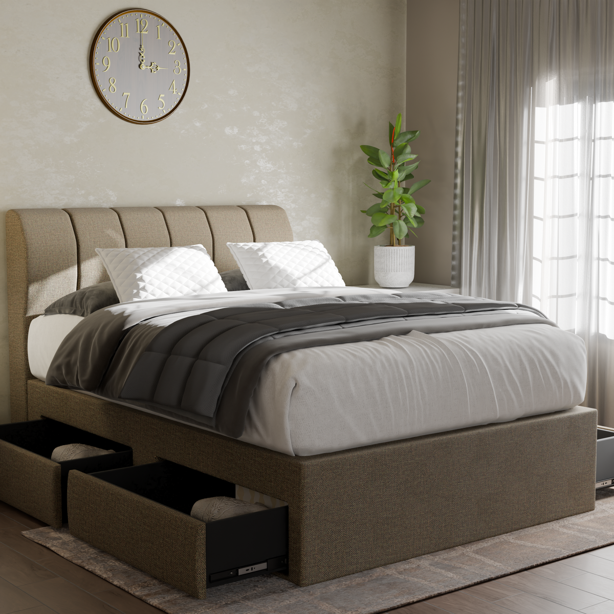 Buy Marcell Fabric Drawer Bed Frame Online in Singapore - MaxiHome ...