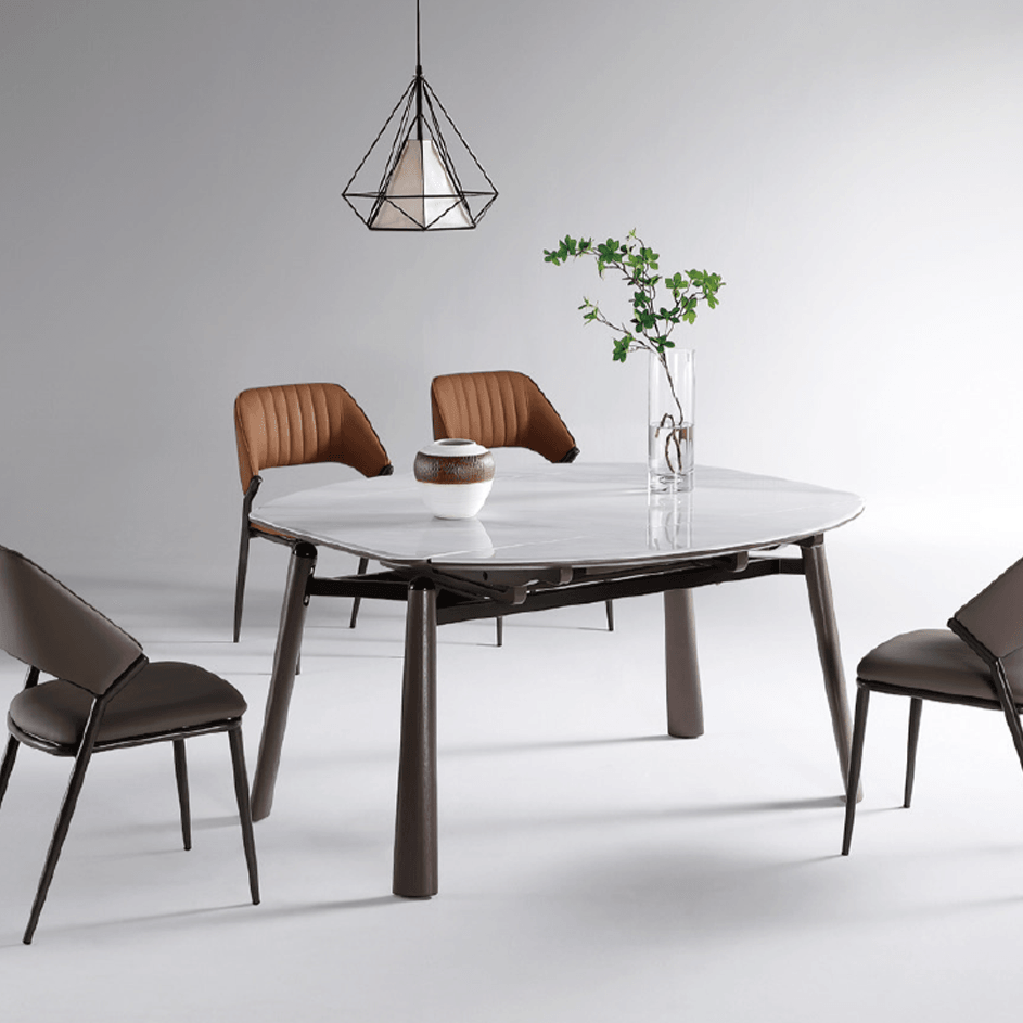 Buy Ginny Sintered Stone Extendable Round Dining Table Online in ...