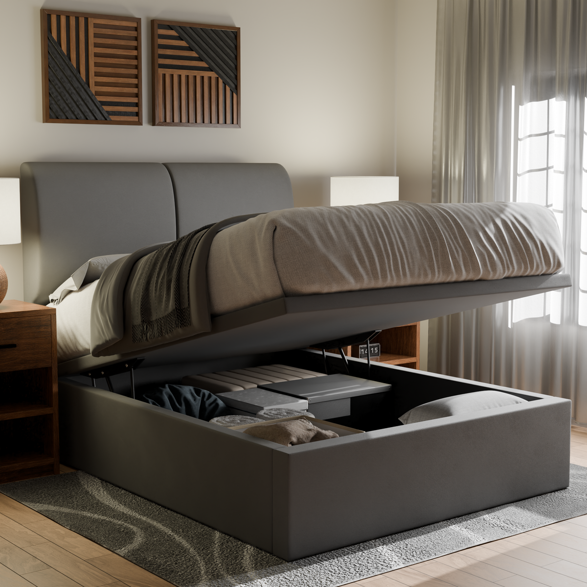 Buy Konelle Fabric Storage Bed Frame Online in Singapore - MaxiHome ...